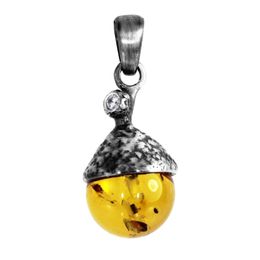 OSTSEE-SCHMUCK Damen Kettenanh&auml;nger "- Mia - Silber 925/000 - Bernstein/Zirk.", Silber 925 (Sterlingsilber), silber, Silber 925 (Sterlingsilber),