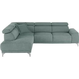 Ecksofa 3C CANDY, B:249cm H:79cm T:209cm, blau, 100% Leder, Wohnzimmer, Sofas, "Greve Sofa immer mit manuelle Kopfteilverstellungen, modern,