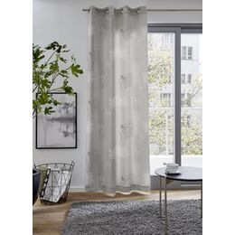 Vorhang my home, B:135cm H:235cm, grau, Polyester, Gardinen, "AMSTERDAM", blickdicht, bedruckt, 135x235 cm