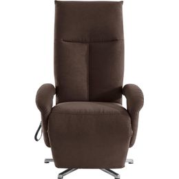 Sit & More TV-Sessel SIT & MORE, B:74cm H:112cm T:82cm, braun, 100% Polyester, Sessel, "Tycoon mit Kopfteilverstellung und 360 Drehfunktion", wahlweise manuell