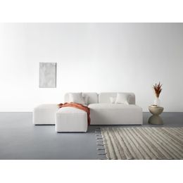 Ecksofa Home Affaire, B:220cm H:76,5cm T:153cm, beige, 93% Polyester, 6% Acryl, 1% Baumwolle, Wohnzimmer, Sofas, "Sundstrup L-Form", Modulserie,