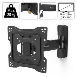 Hama TV-Wandhalterung "Wandhalterung (schwenkbar, neigbar,19"-48", VESA 200x200)", schwarz, Ger&auml;tehalterungen, mit Diebstahlschutz