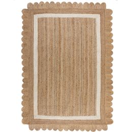 Teppich FLAIR RUGS, B:160cm H:7mm L:230cm, beige, Jute, Wohnzimmer, Teppiche, "Grace aus Jute mit Muschelrandsaum", aus 100% Jute,