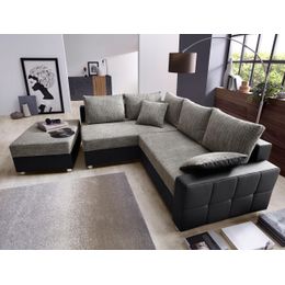 Ecksofa Collection AB, B:224cm H:84cm T:161cm, schwarz, Kunstleder SOFTLUX / Struktur (80% Polyester; 20% Polyacryl);Microfaser PRIMABELLE (100%