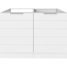 Sp&uuml;lenschrank KOCHSTATION, B:120cm H:82cm T:60cm, wei&szlig;, MDF, K&uuml;che, Schr&auml;nke, "KS-Luhe", 120 cm breit, hochwertige MDF-Fronten mit waagerechter Lisene