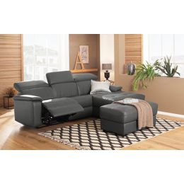 Ecksofa Home Affaire, B:252cm T:164cm, grau, Webstoff (95% Polyester/5% Nylon), Wohnzimmer, Sofas, "Binado, L-Form", mit manueller oder elektrischer