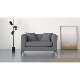 Loveseat Home Affaire, B:130cm H:74cm T:86cm, grau, 100% Polyester, Sessel, "MATTHEW Loungesessel, Ma&szlig;e B/T/H: 130/86/74 cm", incl. Zierkissen, feine