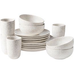 GIPFELSTÜCK Kombiservice "Geschirr-Set, Service Alpenwiese", 16 Stk., beige, Geschirr-Sets, jedes Teil ein Unikat