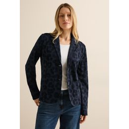 Cecil Damen Kurzblazer, blau, Gr. XXL, animal-print, Stoff, 50% Polyester, 50% Viskose, Blazer, mit Reverskragen