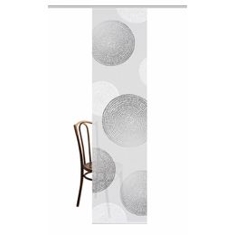 Schiebegardine HOME IN GREEN, B:60cm H:245cm, grau, Polyester, Wohnzimmer, Gardinen, "GINNO", SET DIGITALDRUCK,BAMBUSOPTIK RECYCELT