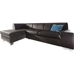 Ecksofa DOMO collection, B:248cm H:74cm T:150cm, braun, Softlux-Kunstleder;Primabelle-Microfaser;Struktur (90% Polyester und 10% Polyacryl),