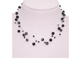 Firetti Damen Collier "Schmuck Geschenk, Schwebende Kugeln", Nylon Silber 925 (Sterlingsilber), L: 50 B: 12mm, schwarz, Nylon, Silber 925