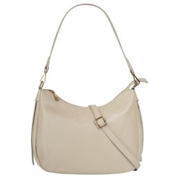 CLUTY Damen Umhängetasche, beige, Leder, leicht glänzend, unifarben, Taschen, echt Leder, Made in Italy