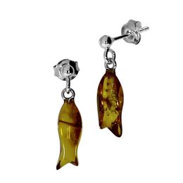 OSTSEE-SCHMUCK Damen Paar Ohrh&auml;nger "- Fisch - Silber 925/000 - Bernstein", Silber 925 (Sterlingsilber), silber, Silber 925 (Sterlingsilber), Ohrringe