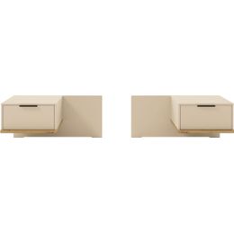 Nachtschrank Musterring, B:90cm H:43cm T:47cm, beige, Holzwerkstoff, Schr&auml;nke, "Isabelle", Set bestehend aus 2 Konsolen, Unterboden in Eiche, B90 x