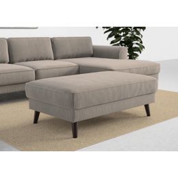 Polsterhocker Trendmanufaktur, B:123cm H:44cm T:74cm, beige, 88% Polyester, 12% Polyacryl, Hocker, "Lumber Jack", in moderner Optik, mit extra hohen