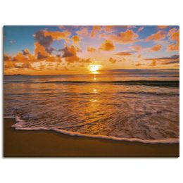 Wandbild Artland, B:120cm H:90cm T:1,8cm, orange, Leinwand, Wohnzimmer, Bilder, "Sonnenuntergang am Strand", als Leinwandbild, Poster in verschied.