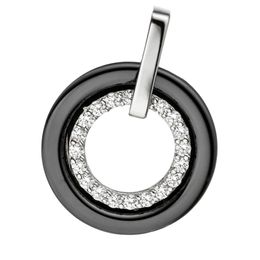 Jobo Damen Runder Anhänger "mit 20 Zirkonia", Keramik Silber 925 (Sterlingsilber), silber, Keramik, Silber 925 (Sterlingsilber), Schmuckanhänger, 925
