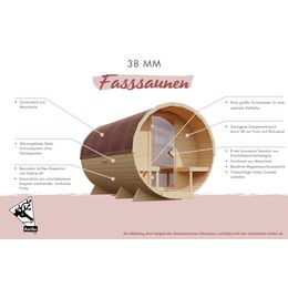 Karibu Saunahaus "Fasssauna", Bio-Kombiofen, externe Steuerung, 9 kW, beige, Garten, Saunen, mit- und ohne Ofen erh&auml;ltlich, naturbelassen