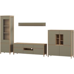Wohnwand Home Affaire, B:363cm H:195cm T:39cmeukalyptus skandi eiche, Holzwerkstoff, Wohnzimmer, Kastenm&ouml;bel-Sets, "Stranda, moderne Anbauwand,