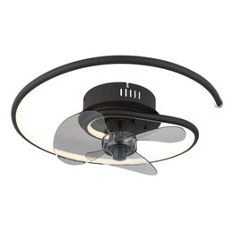 Globo LIGHTING Deckenleuchte "KOREN", Ø 45cm H: 13,9cm, 1 Stk., schwarz, Wohnzimmer, Leuchten, Deckenventilator, Deckenlampe, moderner Ventilator