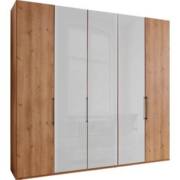 Dreht&uuml;renschrank Wiemann, B:246,3cm H:216cm T:58cm, braun, Floatglas, Holzwerkstoff, Schr&auml;nke, "Monaco", mit Teil-Glasfront sowie hochwertige