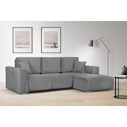 Ecksofa OTTO HOME, B:265cm H:86cm T:170cm, grau, 100% Polyester, Wohnzimmer, Sofas, "BEATRICE optionale Schlafsofa mit Bettkasten, B/T/H: 265/170/86