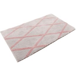 Badematte HOMIE LIVING, H:20mm, grau, Polyester, Badematten, "San Bosa", Badteppich, modernes Rauten Design, waschbar, Badezimmerteppich