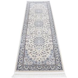 Teppich CarpetFine, B:80cm H:8mm L:500cm, beige, Polyester, Polypropylen, Wohnzimmer, Teppiche, "Nain Diane, auch als L&auml;ufer", Kurzflor mit Fransen,