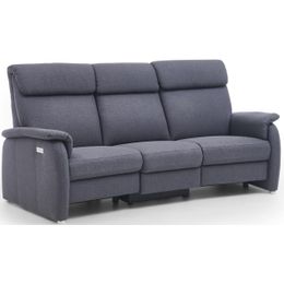 3-Sitzer Home Affaire, B:218cm H:107cm T:104cm, grau, Sofas, "Turin mit Steckdose und USB-Port auch in Easy care-Bezug", 2 x vollmotorische