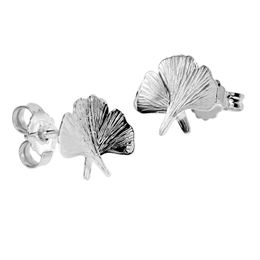 OSTSEE-SCHMUCK Damen Paar Ohrstecker "OSTSEE-SCHMUCK Ohrstecker Ginkgoblatt Ohrstecker Ginkgoblatt", 13 x 10mm, Silber 925 (Sterlingsilber), wei&szlig;,