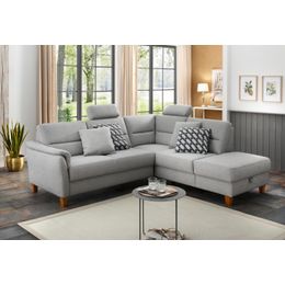 Ecksofa Home Affaire, B:236cm H:89cm T:212cm, silber, 100% Polyester;Struktur (100% Polyester);Luxus-Microfaser in Lederoptik (100% Polyester),