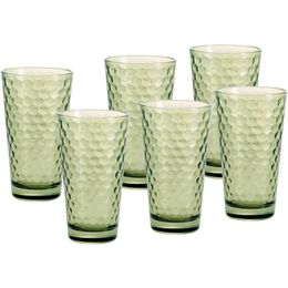 Ritzenhoff & Breker Longdrinkglas "Favo", Ø 8,4cm x 14,2cm, 350ml, 6 Stk., grün, RITZENHOFF & BREKER, Trinkgefäße, 6er Set, je 350 ml