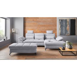 Ecksofa Places of Style, B:301cm H:89cm T:176cm, grau, 100% Polyester;Samtoptik (100% Polyester), Wohnzimmer, Sofas, "Costello L-Form, B: 301 cm mit