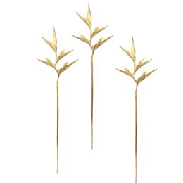 Kunstblume I.GE.A., B:20cm H:74cm L:2cm, gold, Obermaterial: 100% Kunststoff, Kunstpflanzen, "Heliconia", Exotischer Dekozweig,Tropische Blume, 3er