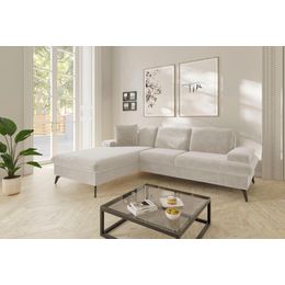 Sit & More Ecksofa SIT & MORE, B:247cm H:83cm T:171cm, beige, 100% Polyester, Wohnzimmer, Sofas, "Morris Jubi L-Form, B: 247 cm", mit Armteilfunktion & 1