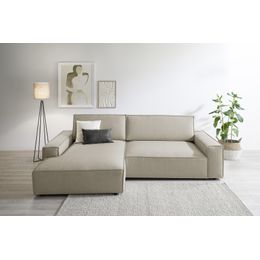 Ecksofa Home Affaire, B:284cm H:90cm T:195cm, braun, 100% Polyester, Wohnzimmer, Sofas, "NEU: SHERWOOD XXL 284, Big-Sofa L-Form, tiefe Sitzfläche 95