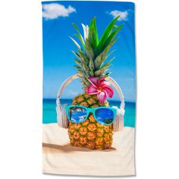 Strandtuch Good Morning, B:100cm L:180cm, bunt, Microfaser, Obermaterial: 100% Polyester, Handtücher, "Pineapple", Mikrofaser, 100x180,