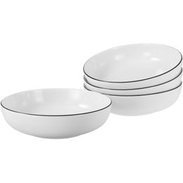 Creatable Schale "Allround Black Line, Poke Bowl 21 cm 4-tlg", &Oslash; 21cm, wei&szlig;, Sch&uuml;sseln, Daily Use, Zeitlos