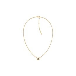 Calvin Klein Damen Kette mit Anhänger "TWISTED BEZEL SOLITAIRE", Edelstahl, L: 45,5 B: 2mm, gold, Edelstahl, B:2mm, Halsketten, mit Preciosa Crystal