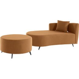 Recamiere Home Affaire, B:182cm H:82cm T:90cm, rosa, 100% Polyester, Sofas, "Hulby", wahlweise mit und ohne Hocker und Armlehne links oder rechts