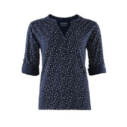 STOOKER WOMEN Damen 3/4-Arm-Shirt "MARIE Print Shirt Bluse 3/4-Arm", blau, Gr. S, Jersey, 100% Baumwolle, Shirts, Regular Fit Shirt Bluse Baumwolle