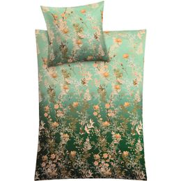Bettw&auml;sche Kleine Wolke, gr&uuml;n, Mako-Satin, Obermaterial: 100% Baumwolle, Bettw&auml;sche, "Zahra", mit floralem Print
