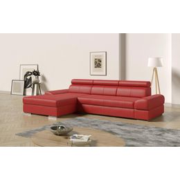 Sit & More Ecksofa SIT & MORE, B:284cm H:79cm T:171cm, rot, Luxus-NaturLeder;Luxus-Kunstleder;NaturLEDER;Microfaser Primabelle (100% Polyester), Wohnzimmer,