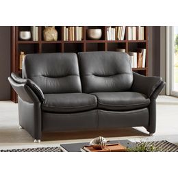 2-Sitzer Hukla, B:164cm H:91cm T:92cm, schwarz, Sofas, "HU-SF15058 Ledersofa, Breite 164 cm", hochwertiges Glattleder, optional mit Kopfstütze