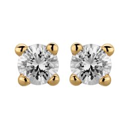 OROLINO Damen Paar Ohrstecker "585/- Gelbgold glanz 2 Brill. 0,10 ct. H/P2", one-size, Gold, weiß, Gold, Ohrringe