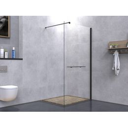 Walk-in-Dusche Welltime, B:100cm H:190cm, schwarz, Duschw&auml;nde, "Plus", Duschwand inkl. Ablage mit Handtuchhalter, mit Aluminium-Wandprofil
