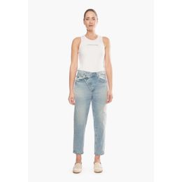 Damen 7/8-Hose "JEAN FEMME COSY", blau, Gr. 36, Le Temps Des Cerises, 100% Baumwolle, Hosen, mit asymmetrischem Verschluss