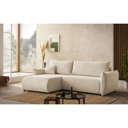 Ecksofa Home Affaire, B:257cm H:88cm T:177cm, beige, Wohnzimmer, Sofas, "MAVAS Schlafsofa mit Bettkasten, L-Form", ca.257/127cm (Liegefl&auml;che 212/145