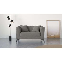 Loveseat Home Affaire, B:130cm H:74cm T:86cm, grau, 100% Polyester, Sessel, "MATTHEW Loungesessel, Ma&szlig;e B/T/H: 130/86/74 cm", incl. Zierkissen, feine